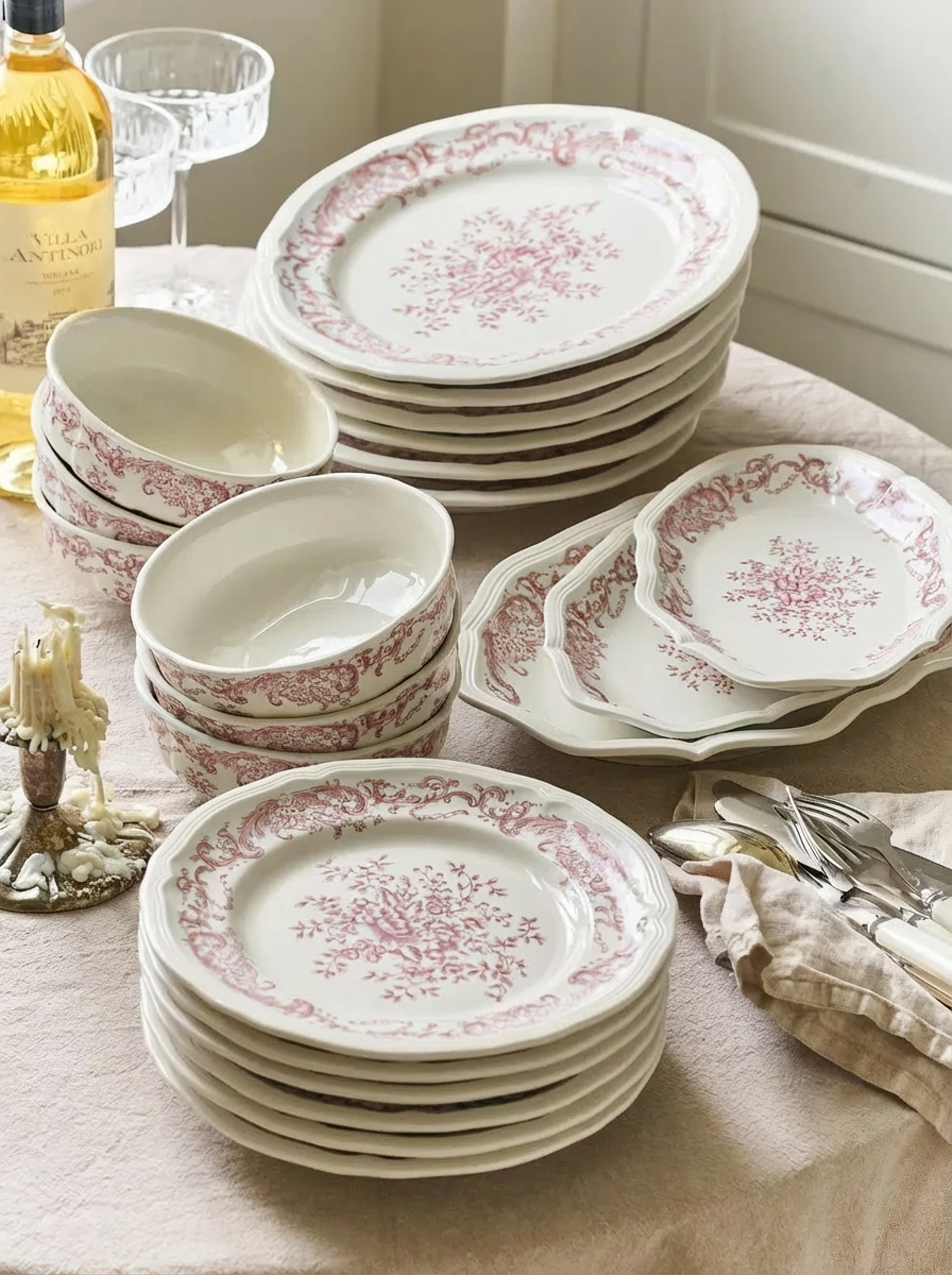 Сервиз столовой обеденной посуды набор на 6 персон керамика, 21 предмет "Цветочная гармония"