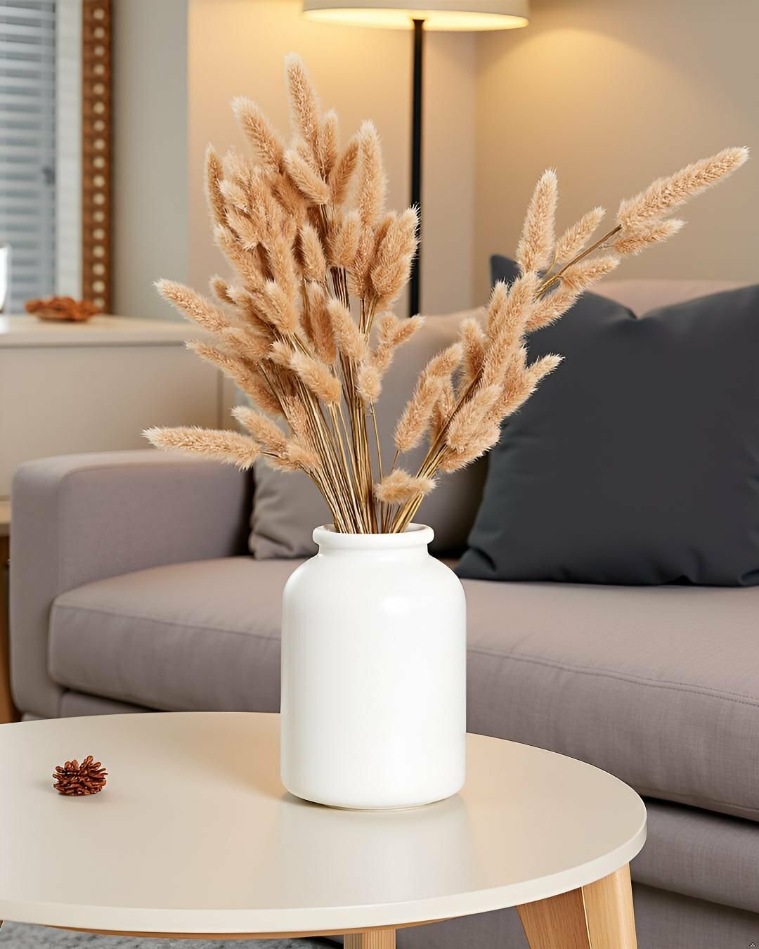 Искусственный декоративный цветок Колосья 60 см, букет, коричневый, дерево, сухоцвет