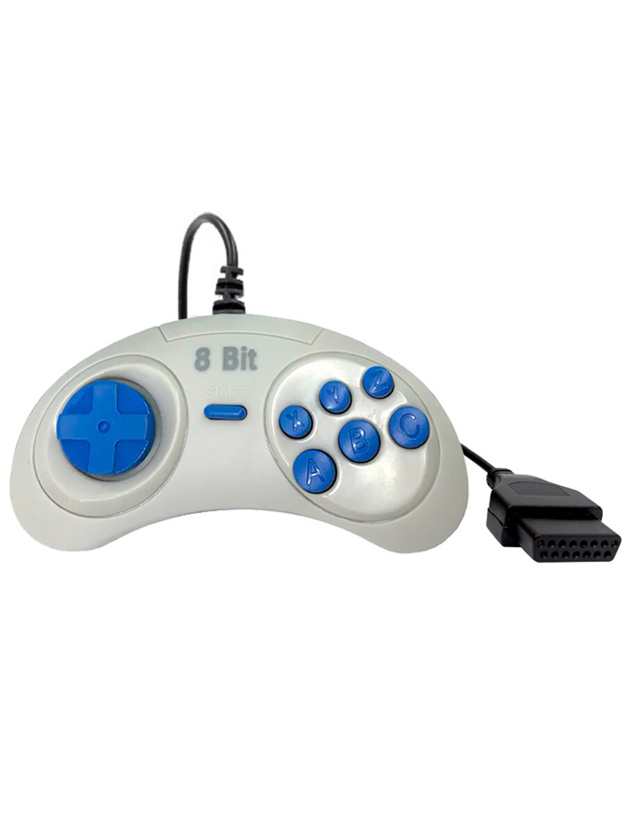 Проводной джойстик 8 bit (форма 16 bit) (15 Pin, широкий разъём) Grey-Blue
