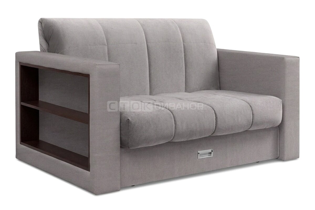 Диван Сток Диванов Поло-3, серый велюр, 190 см, механизм аккордеон на металлокаркасе