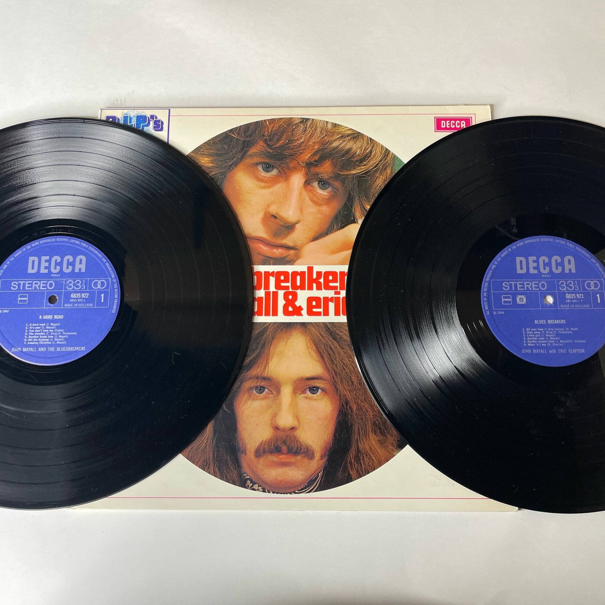 Винтажная виниловая пластинка LP John Mayall With Eric Clapton, John Mayall and The Bluesbreakers, Blues Breakers, A Hard Road (Нидерланды 1973)