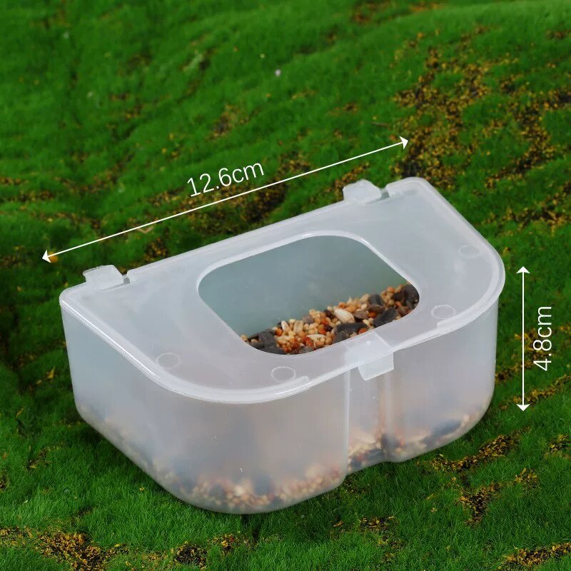 Белая квадратная кормушка с крышкой, антипроливная конструкция для клеток мелких птиц, прочный пластик
