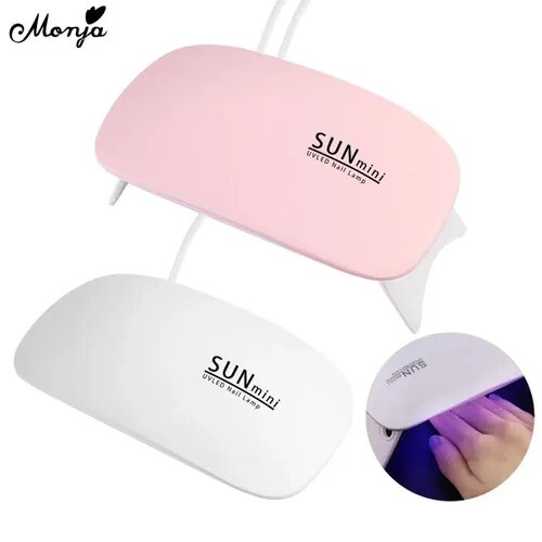 Мини - лампочка для ногтей, Лампа для сушки маникюра и педикюра 6 Вт белая, Розовый, 2