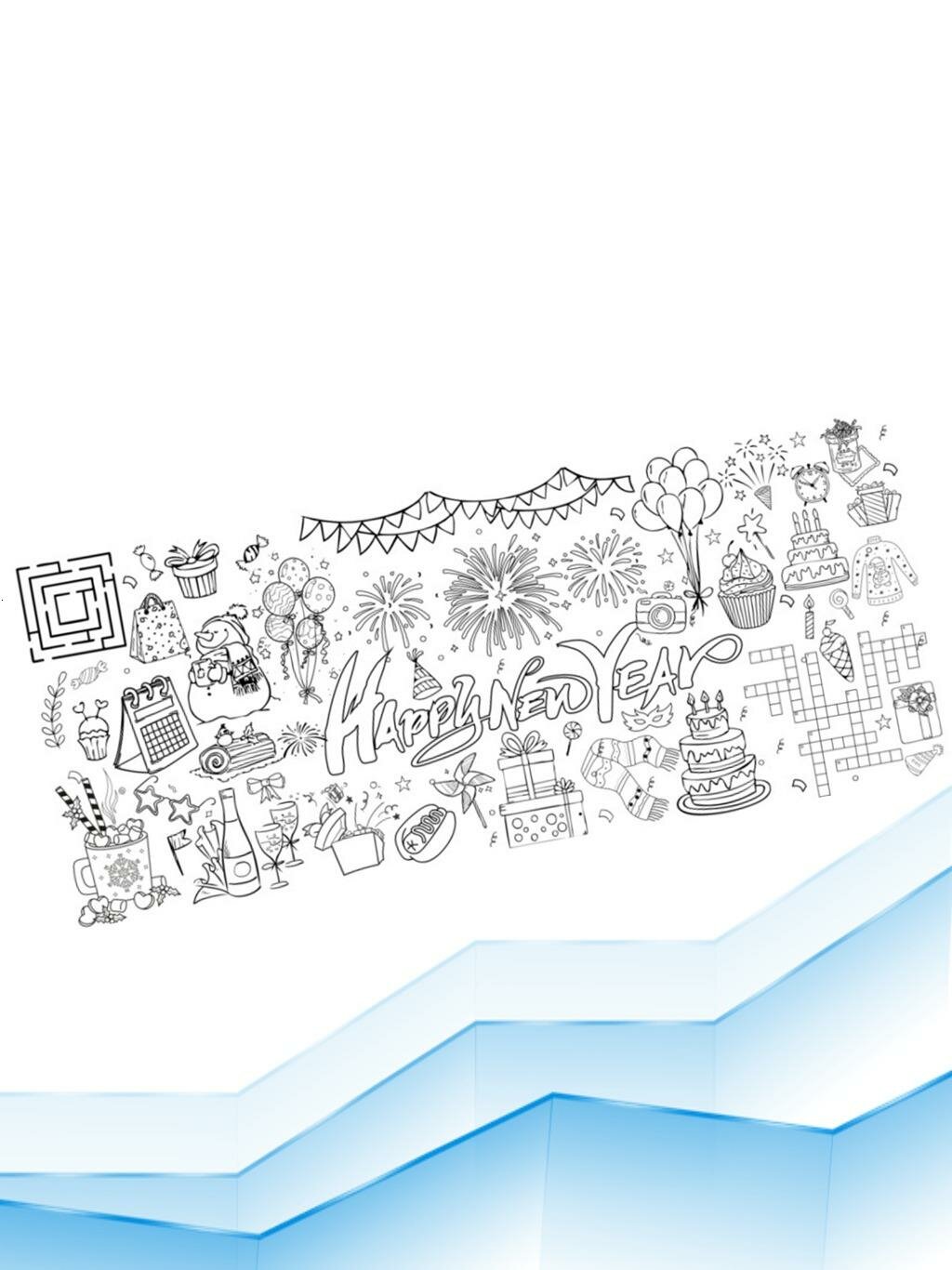 Водонепроницаемый фон для детских рисунков 76×183 см, новый год