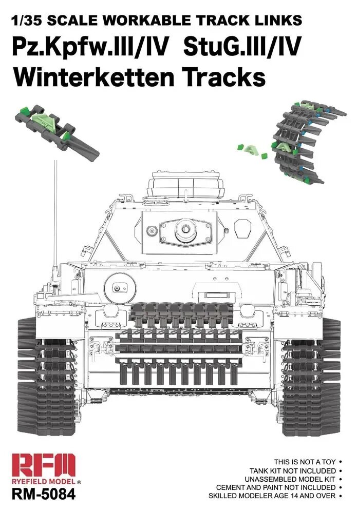 RFM 5084 1/35 Дополнения для сборных моделей Нет бренда Workable Winterketten Takcs for Pz.Kpfw. III/IV & StuG. III/IV RM-5084, масштаб