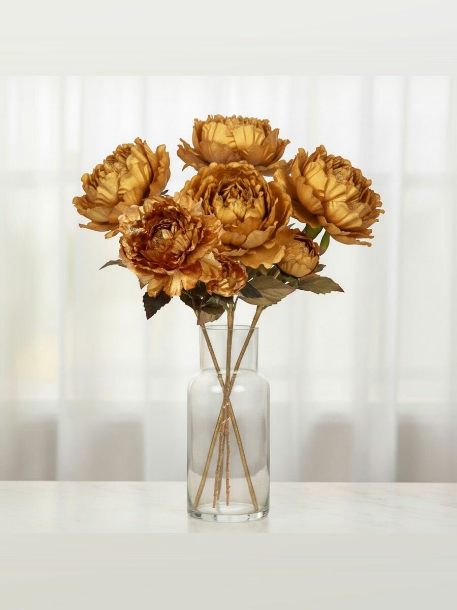 Букет Пионов 5шт "FLOWERS GLAMOUR" 60см золотые