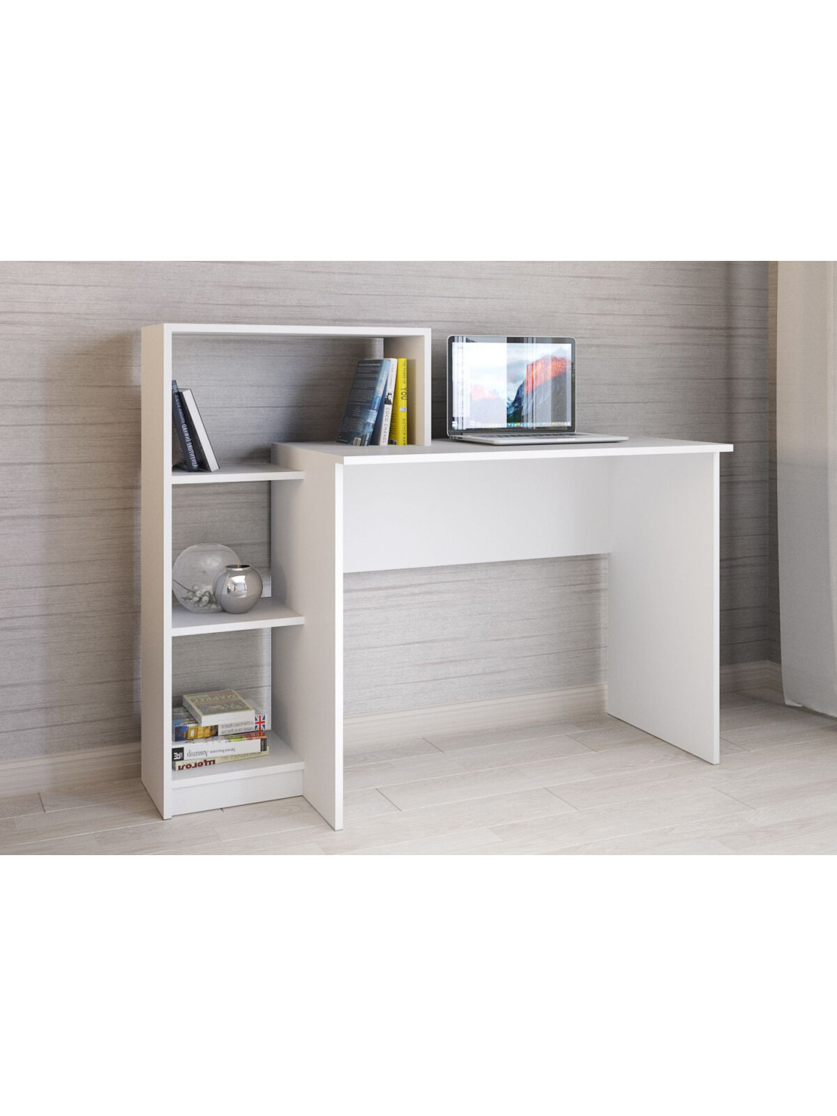 Стол компьютерный "Квартет-2 белый" Huge Mebel. Ширина 1250 Высота 1020. Столы компьютерные