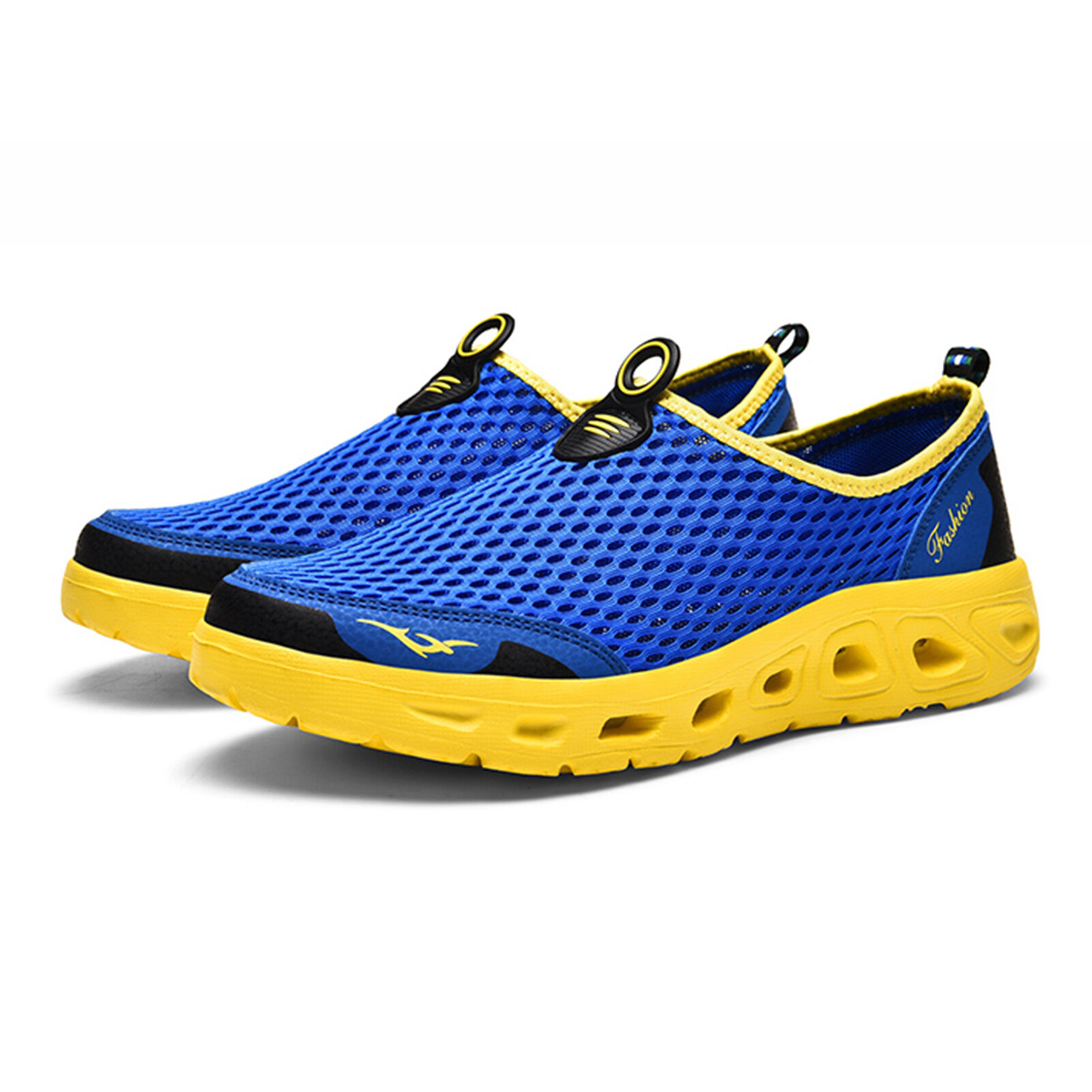 Мужские туристические обувь быстрого высыхания лёгкая спортивная обувь для пляжа каяка лодки размер EU 38 39 40 41 42 43 44 45 46 цвет Blue&Yellow Grey&Blue Black&Red материал Mesh + Rubber 1 пара обуви