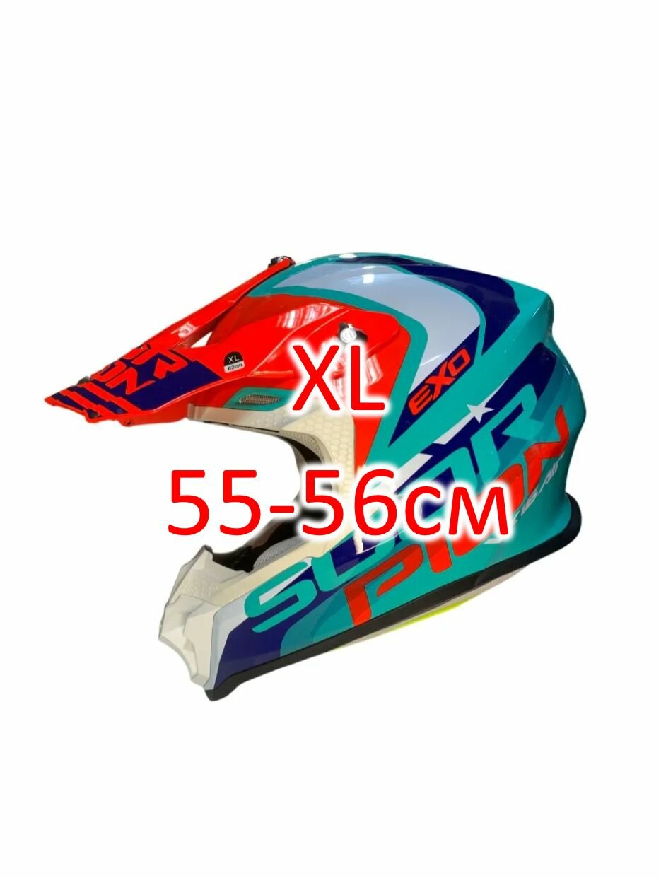 Мотошлем SCORPION EXO VX-16 AIR NATION, цвет голубой, красный, белый, размер XL