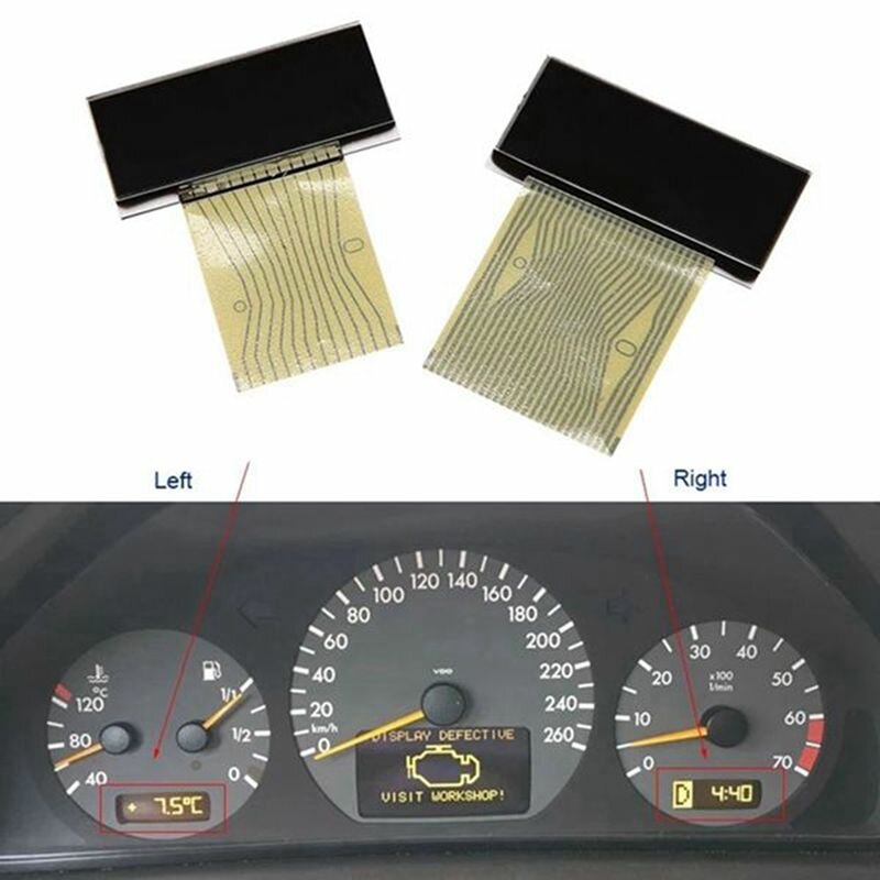 Левый ЖК‑экран приборной панели (LCD) для Mercedes E‑Class W210 / S210 (1995–2002), CLK W208, SLK R170 — замена дисплея