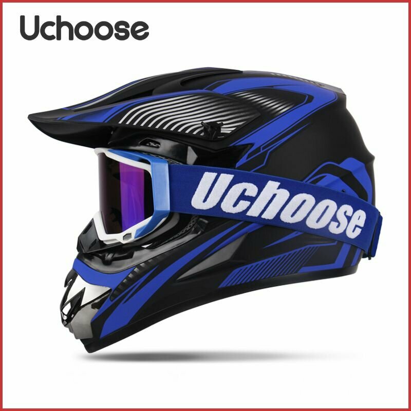 UCHOOSE Мотошлем, цвет: черный, темно-синий, размер: S