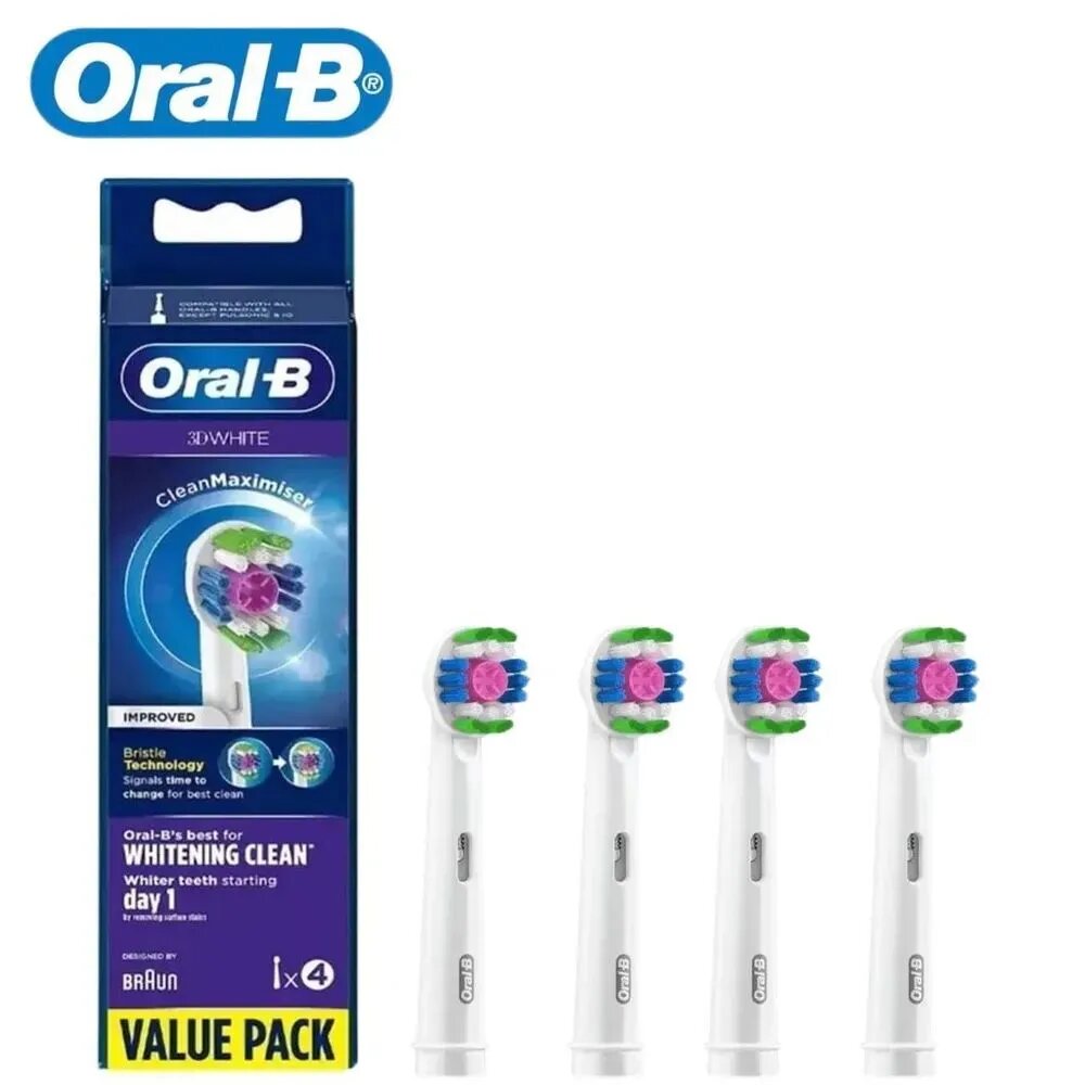 Сменные насадки Oral-B EB18PRB 3D White CleanMaximiser для электрической зубной щетки (4 шт.)