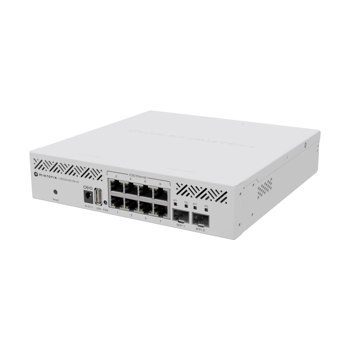 Коммутатор MikroTik CRS310-8G+2S+IN белый 8х1gbit RJ45, 2хSFP+, indoor, rOSv7 управляемый