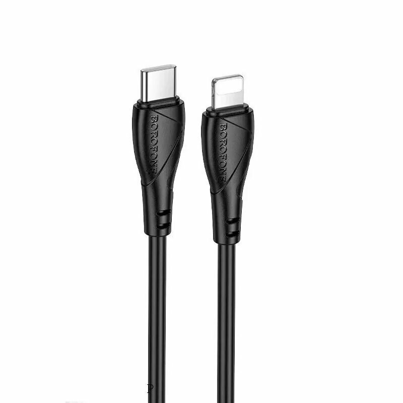 Кабель Type-C на Lightning Borofone BX121 Energy, 1.0м, круглый, PD27Вт, ПВХ черный