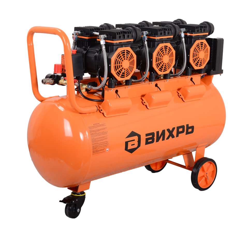 Компрессор воздушный безмасляный 100л, 900л/мин КП-900/100 (малошумный) Вихрь