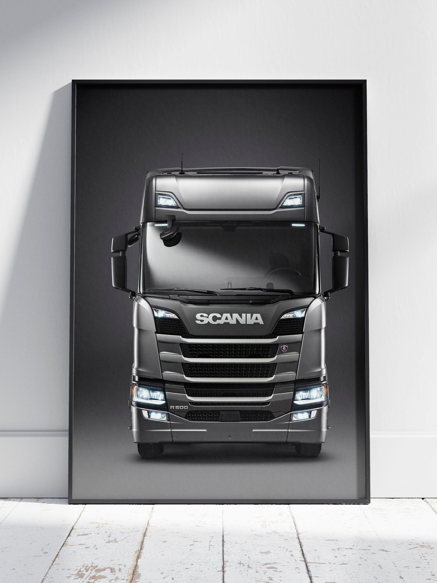 Плакат на стену для интерьера Транспорт и техника (Скания R серия - Scania R series Long Haul Truck) - Постер по машине формата A4 (21x30 см)