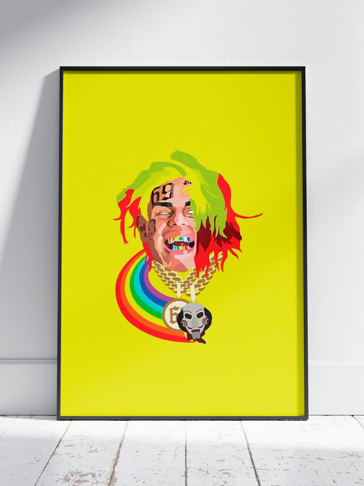 Плакат на стену для интерьера Сикснайн - Tekashi 69 (6ix9ine 6) - Постер по музыке и артисту формата A4 (21x30 см)