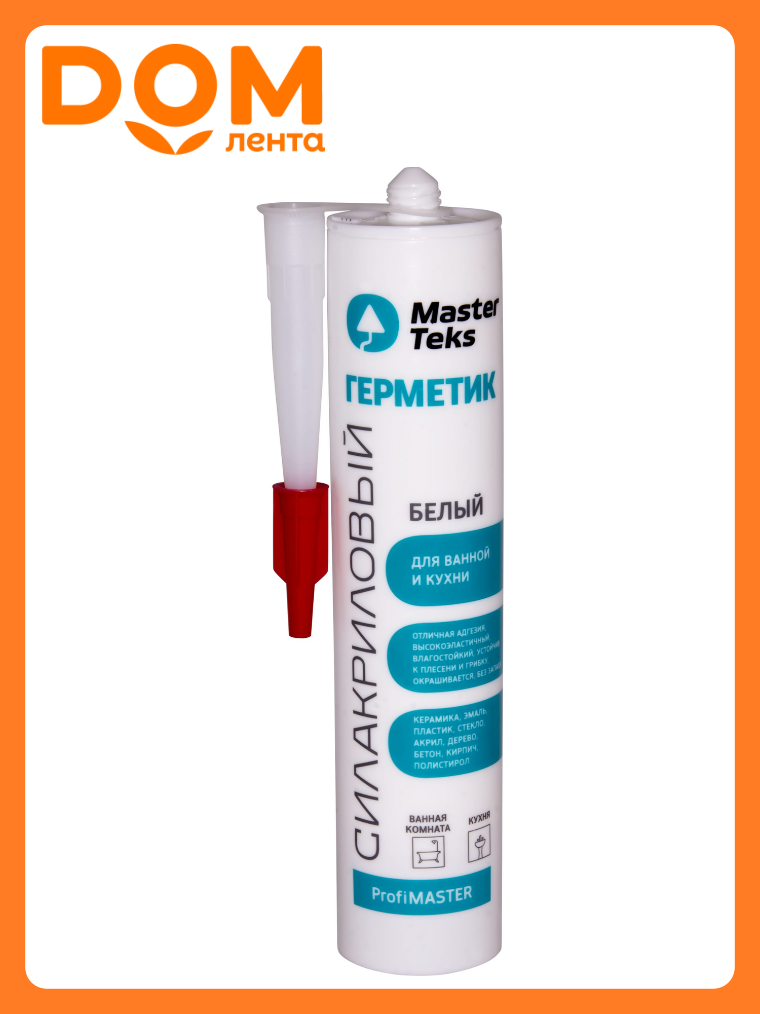 MasterTeks PM герметик силакриловый для ванной и кухни 290 мл белый
