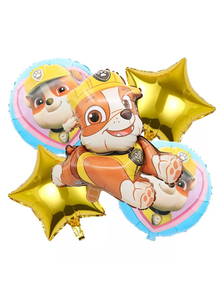 Набор воздушных шаров, "Щенячий патруль Крепыш", фольга, латекс, 5 шт