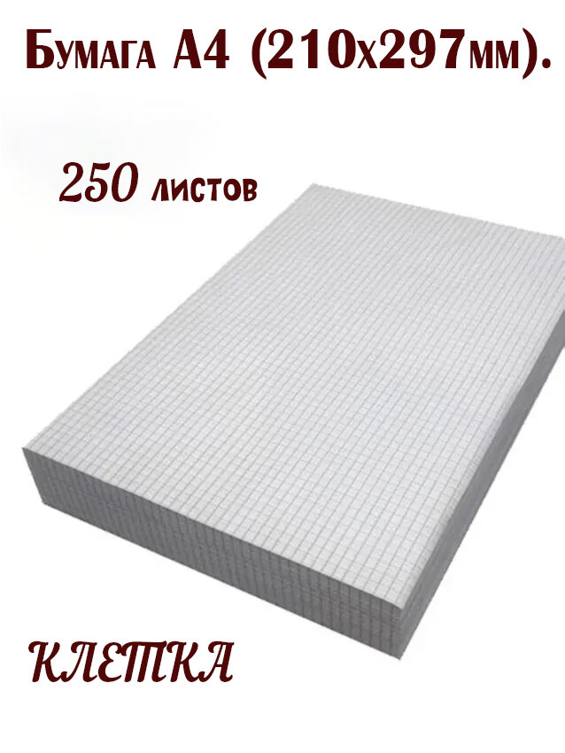 Бумага в клетку А4-250 листов, 80 граммов