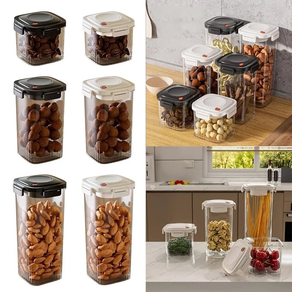 Контейнер пищевой, герметичный, 650/1300/1800ml, прозрачный, пластик, чёрный — фото 1