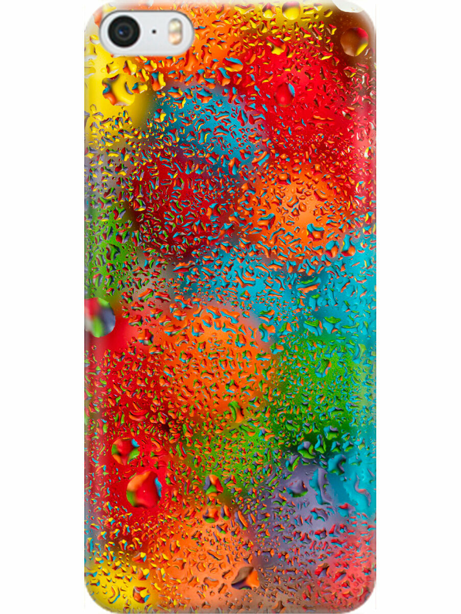 Силиконовый чехол на Apple iPhone SE / 5s / 5 / Эпл Айфон 5 / 5с / СЕ с рисунком "Капли и разноцветные шары"