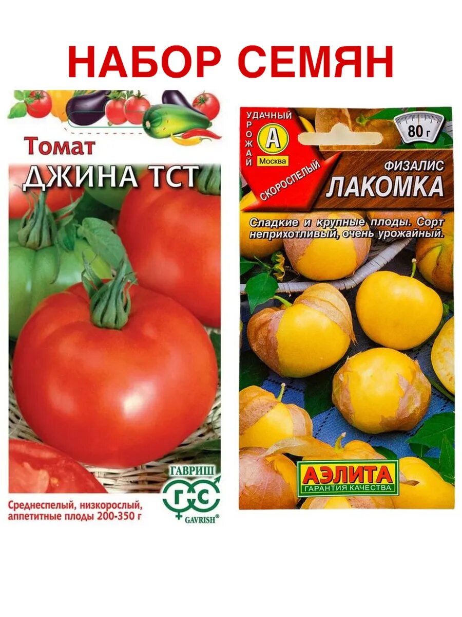 Набор семян Гавриш две упаковки: Томат Джина 0.05г и физалис Лакомка 0.2г