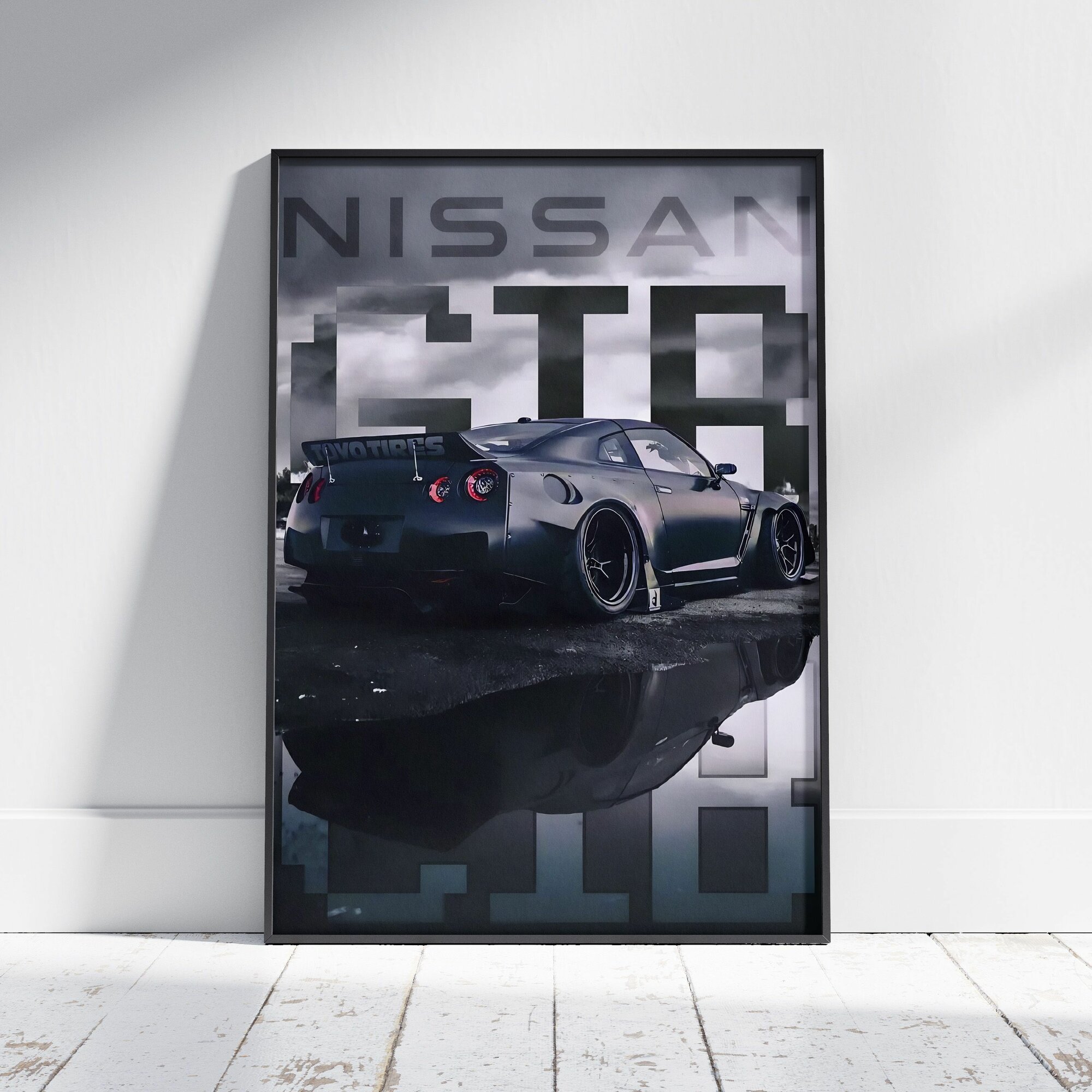 Плакат на стену для интерьера Спорткар (Nissan GT R Nismo 14) - Постер по спортивным гоночным машинам автомобилям формата А3 (30x42 см)