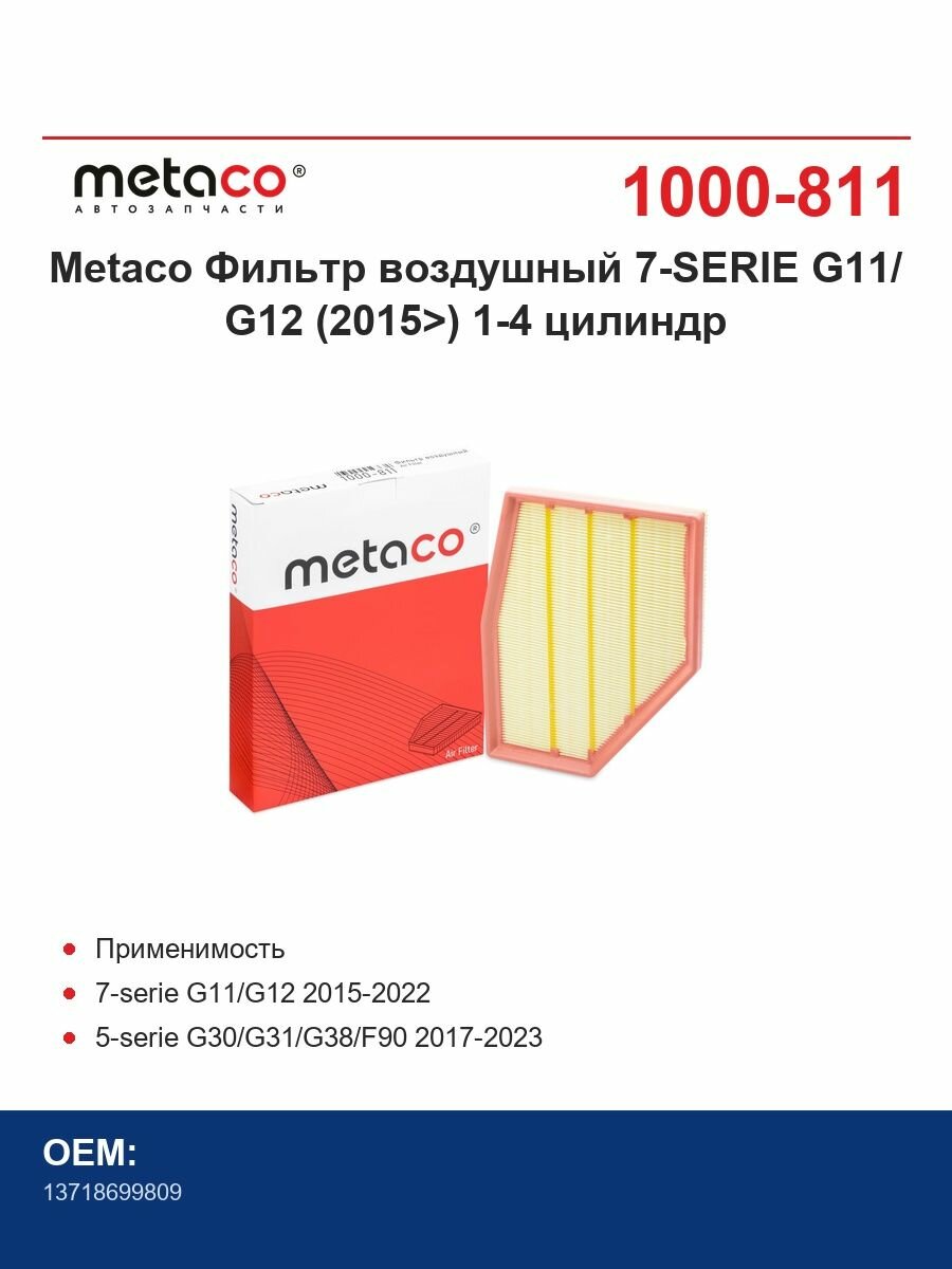 Metaco Фильтр воздушный 7-SERIE G11/ G12 (2015>) 1-4 цилиндр