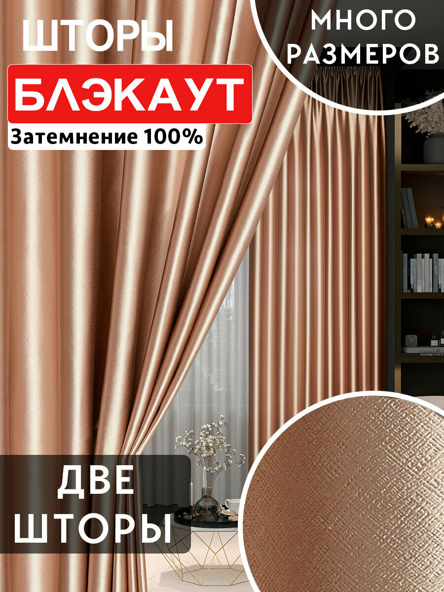 Комплект штор блэкаут 100% затемнения без рисунка 2 шт каждая штора 250x270 см