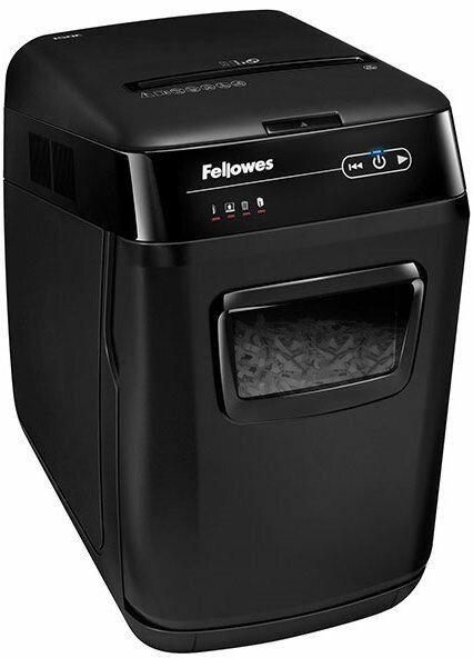 Шредер Fellowes AutoMax 80M FS-46215, минирезка, DIN P-4, 4х12 мм, автоподача 80 лст, 17 лтр, автореверс, уничт: скобы, скрепки, пл. карты