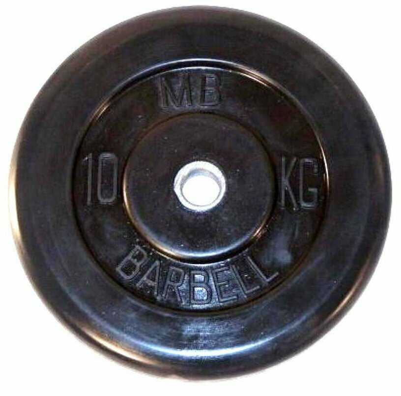 Диск обрезиненный MB Barbell d 26 мм чёрный 10,0 кг