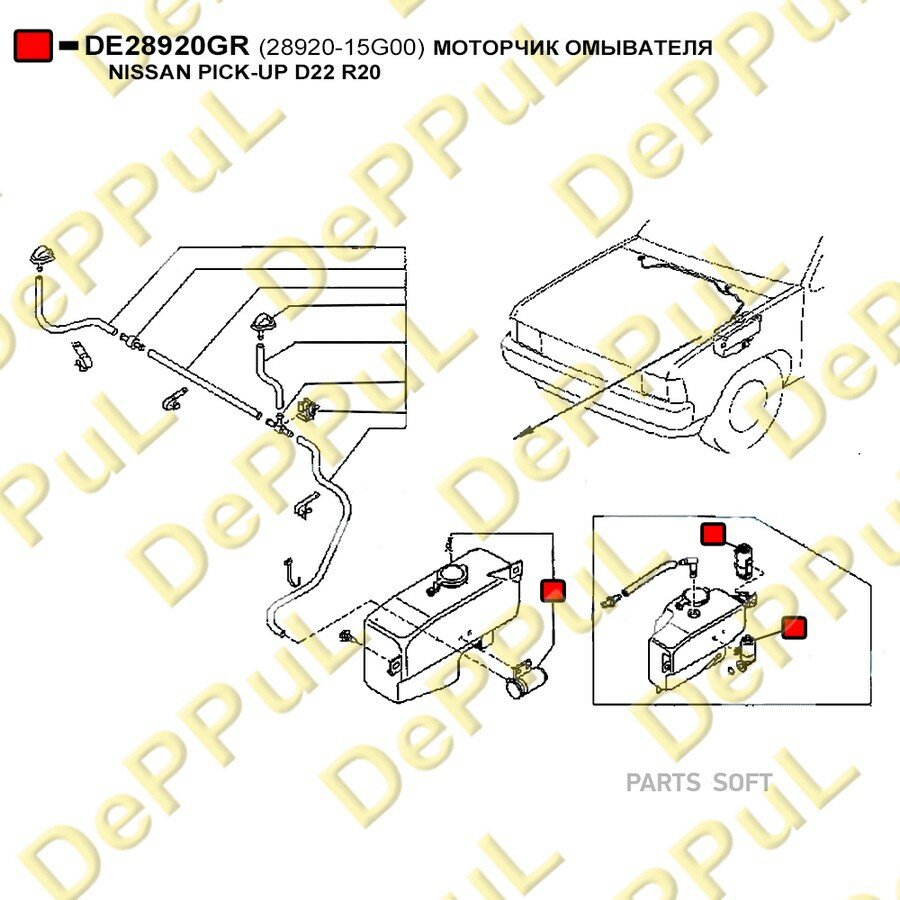 Моторчик омывателя NISSAN PICK-UP D22 R20 от официального дистрибьютора, DEPPUL, артикул DE28920GR