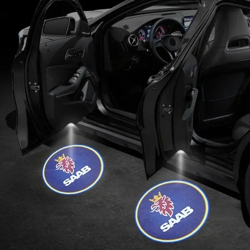 Светодиодный светильник для дверей Saab с логотипом, цвет: logo c