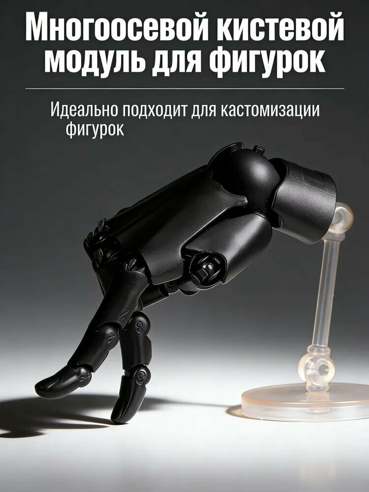 Гейзер-игрушка: супер-подвижная модель кисти в масштабе 1:2, невероятная детализация суставов, правая чёрная рука для творчества и коллекции.