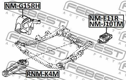 Подушка двигателя R NISSAN ALMERA G15RA 2012.11- EL FEBEST NM-G15RH
