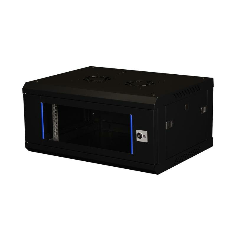 Шкаф телекоммуникационный настен. 19дюйм 4U 280х600х450мм дверь стекло черн. Datarex DR-630001