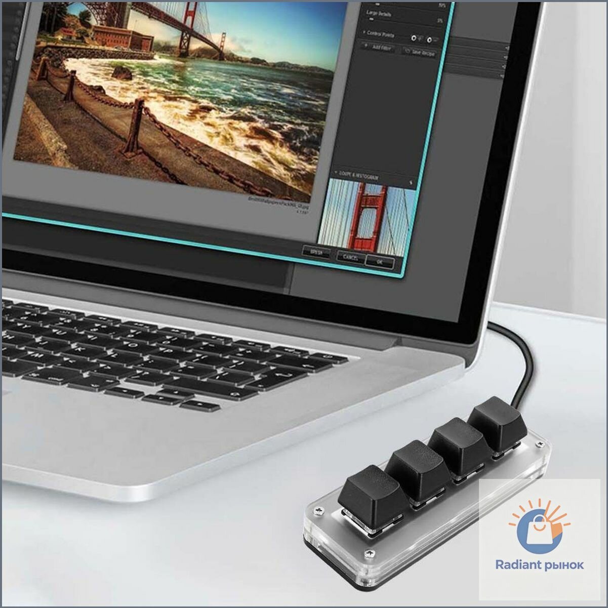 Программируемая мини-клавиатура USB с 4 механическими клавишами и красными переключателями