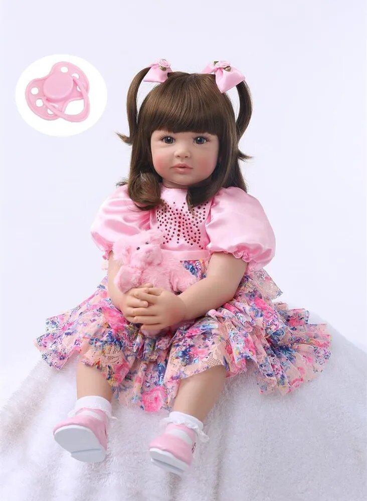 (Российский склад ) Реалистичная 24-дюймовая кукла-реборн BZDOLL (мягкие силиконовые конечности, тканевое тело), Реалистичная, 60 см, подарок принцессе, девочке