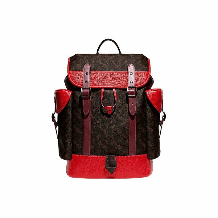 Сумка Coach Hitch, фактура стеганая, коричневый/красный — фото 1