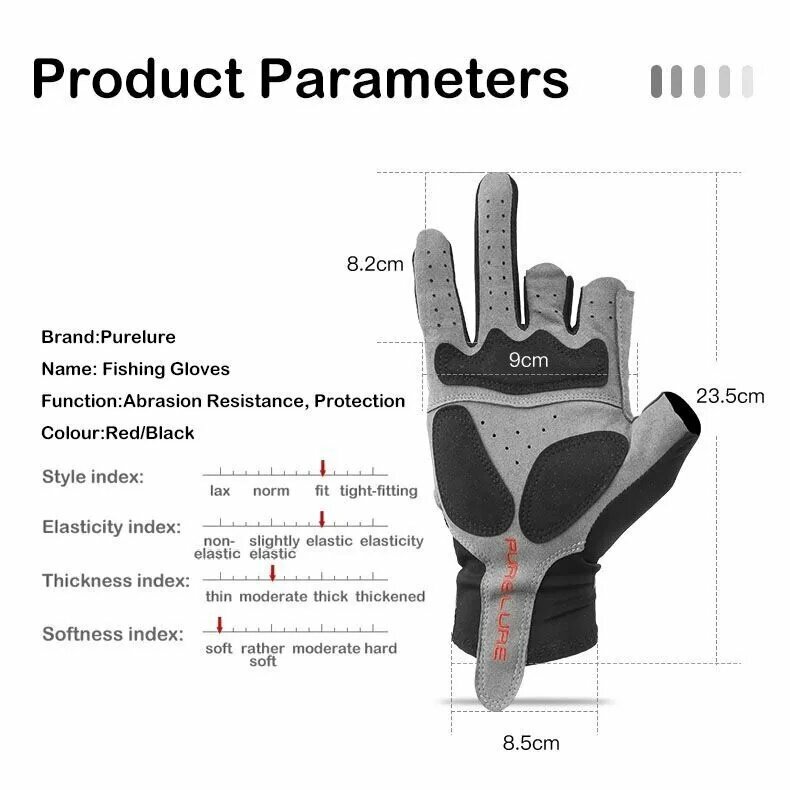 Перчатки для рыбалки PURELURE Ice Lycra Fabric Anti-slip Fishing Gloves Outdoor Sports Breathable Cycling Bike Bicycle Camping Hiking Fingerless Glove