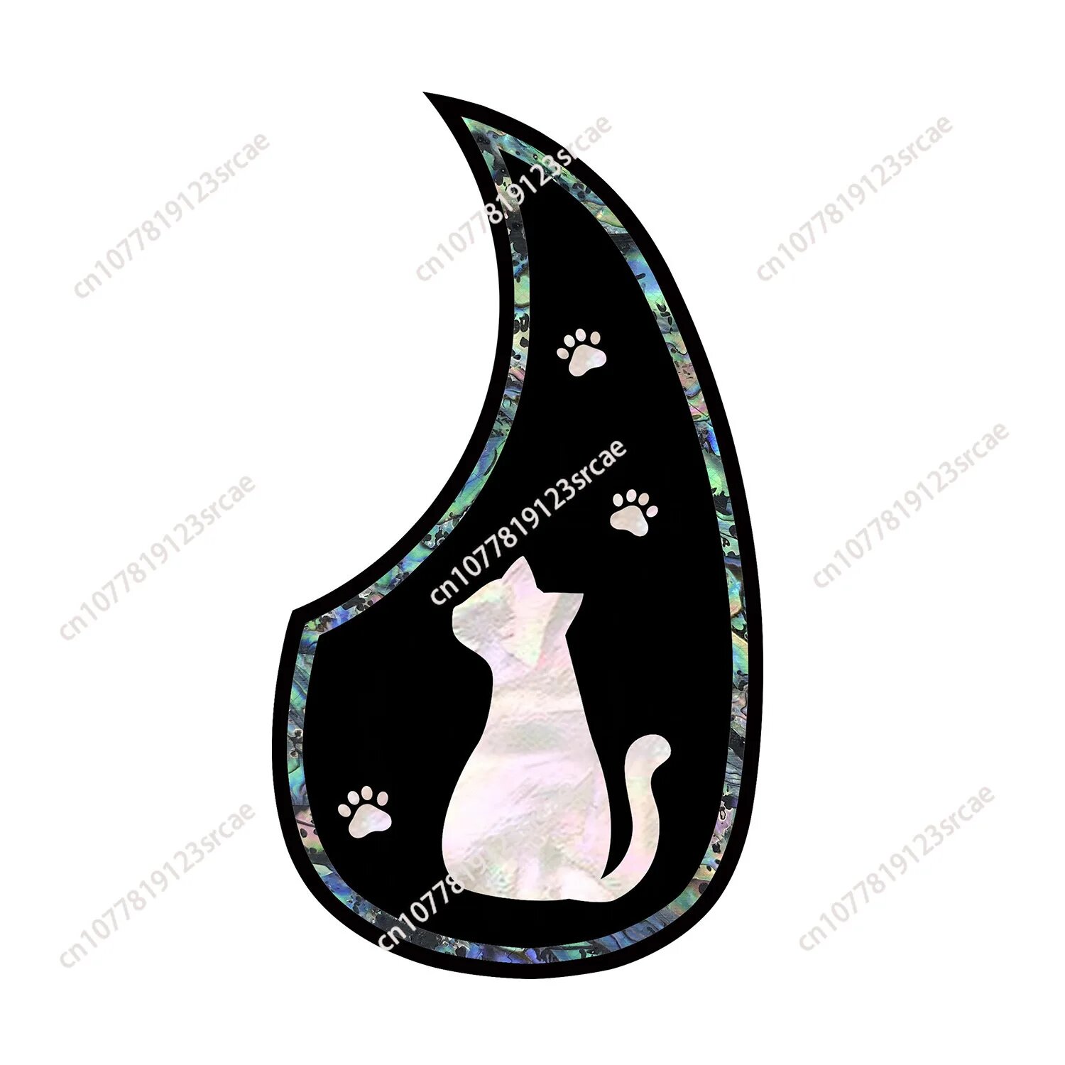 Наклейка на пикгард гитары с кошкой, черная, Color: E