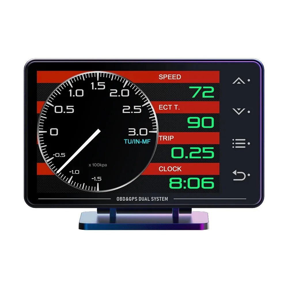 Автомобильный Измерительный Прибор XS Gauge OBD2+ GPS HUD С Отображением Давления Турбонаддува, Давления Масла, Температуры М.