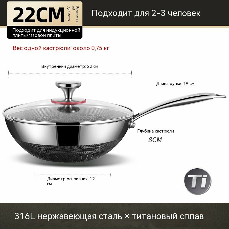 Сковорода Sonorous, 22см, с антипригарным покрытием, с крышкой