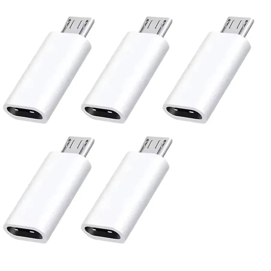 Мини-адаптер Type-C На Micro USB Для Зарядки Устройств Android Samsung Xiaomi Huawei, White 5pcs