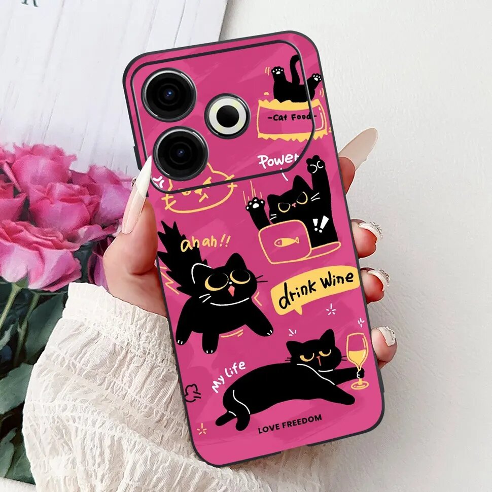 Розовый чехол для Tecno Pova 6 Neo с котами