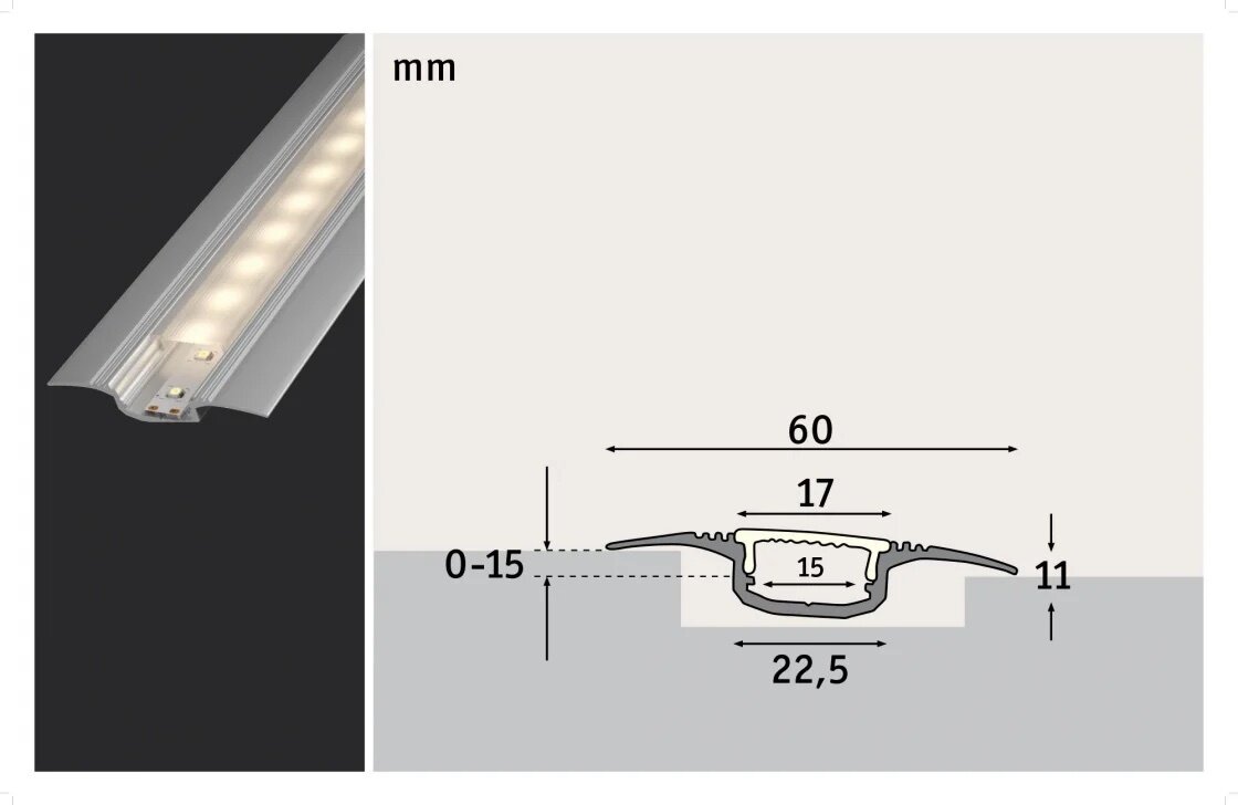 Профиль FN Step Profil Diff 100cm Alu elox/Sat — фото 1