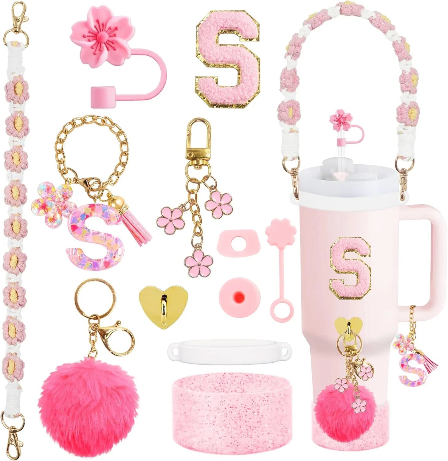 Набор из 12 аксессуаров для кружек Stanley S-Letter-pink-12pcs