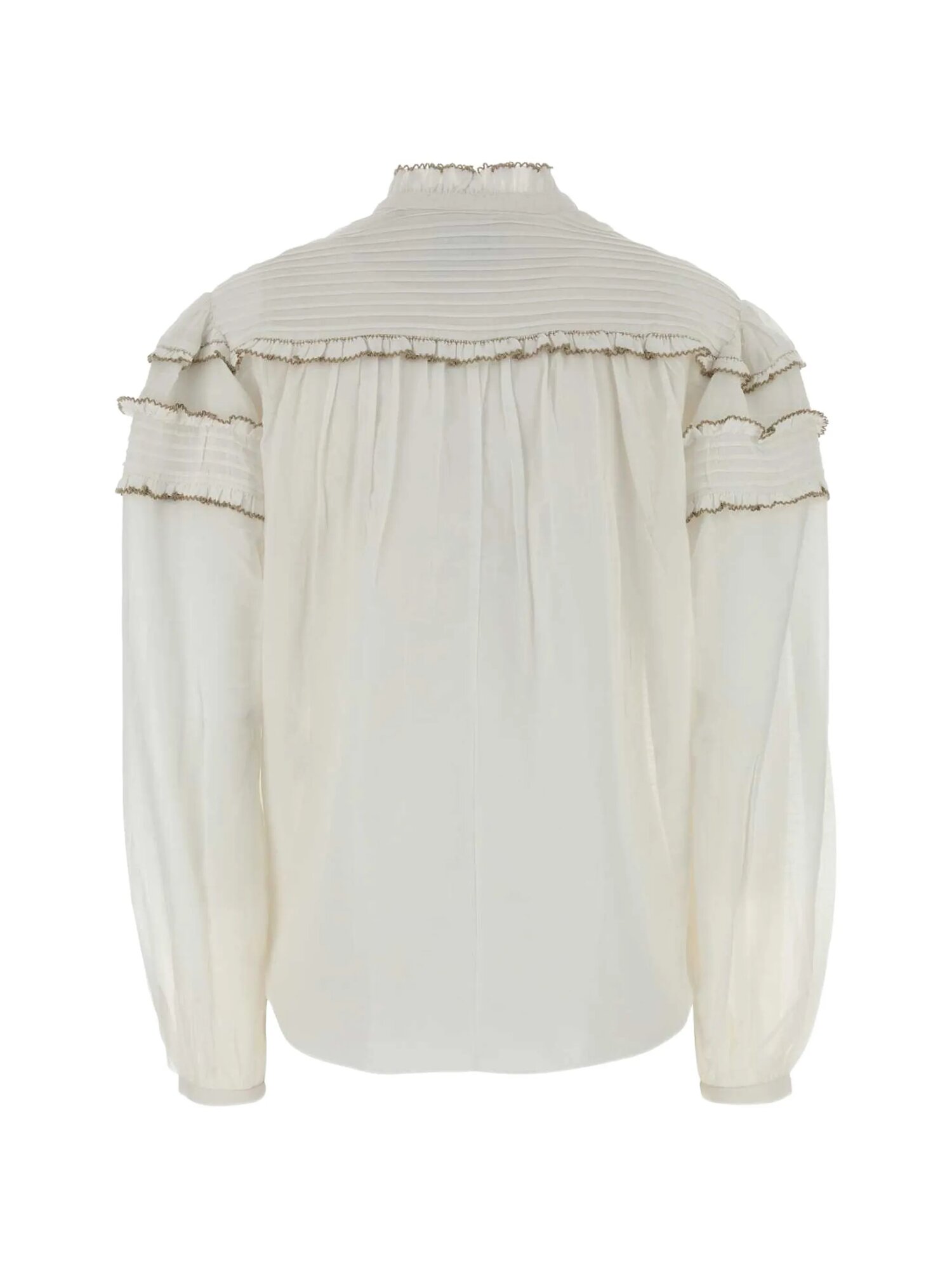 Блуза Isabel Marant Doane ruffled blouse, размер 36, бежевый/белый — фото 1