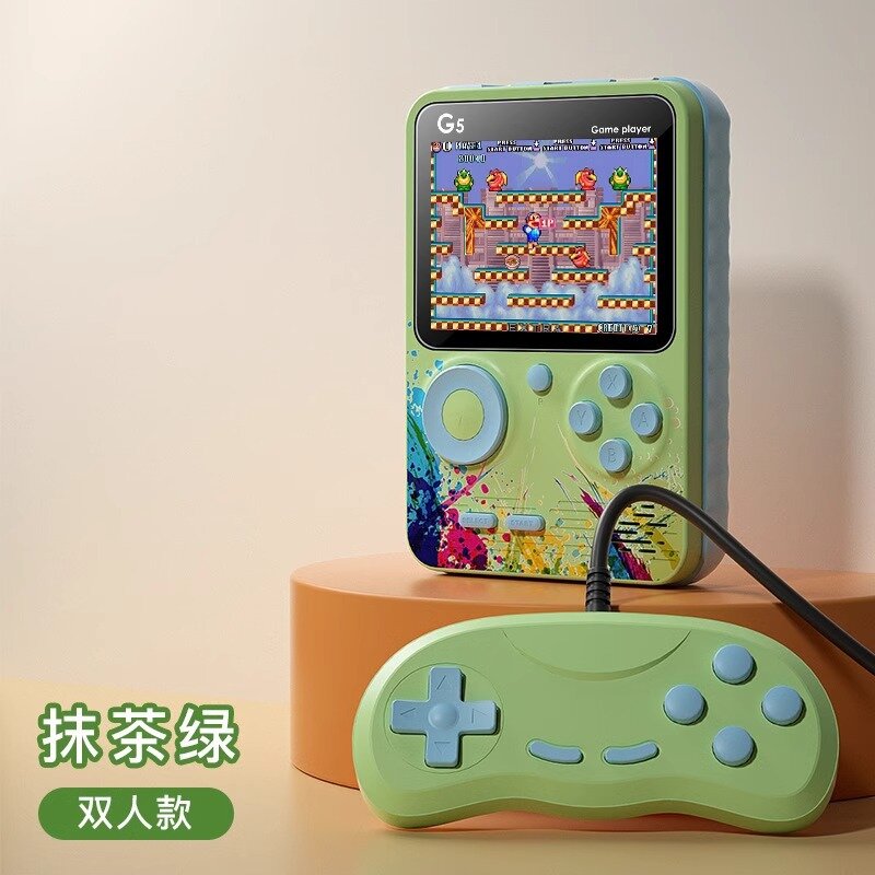 Портативная игровая консоль 3.0-дюймовый экран зеленый режим двойной игры с контроллером и зарядкой ретро девайс